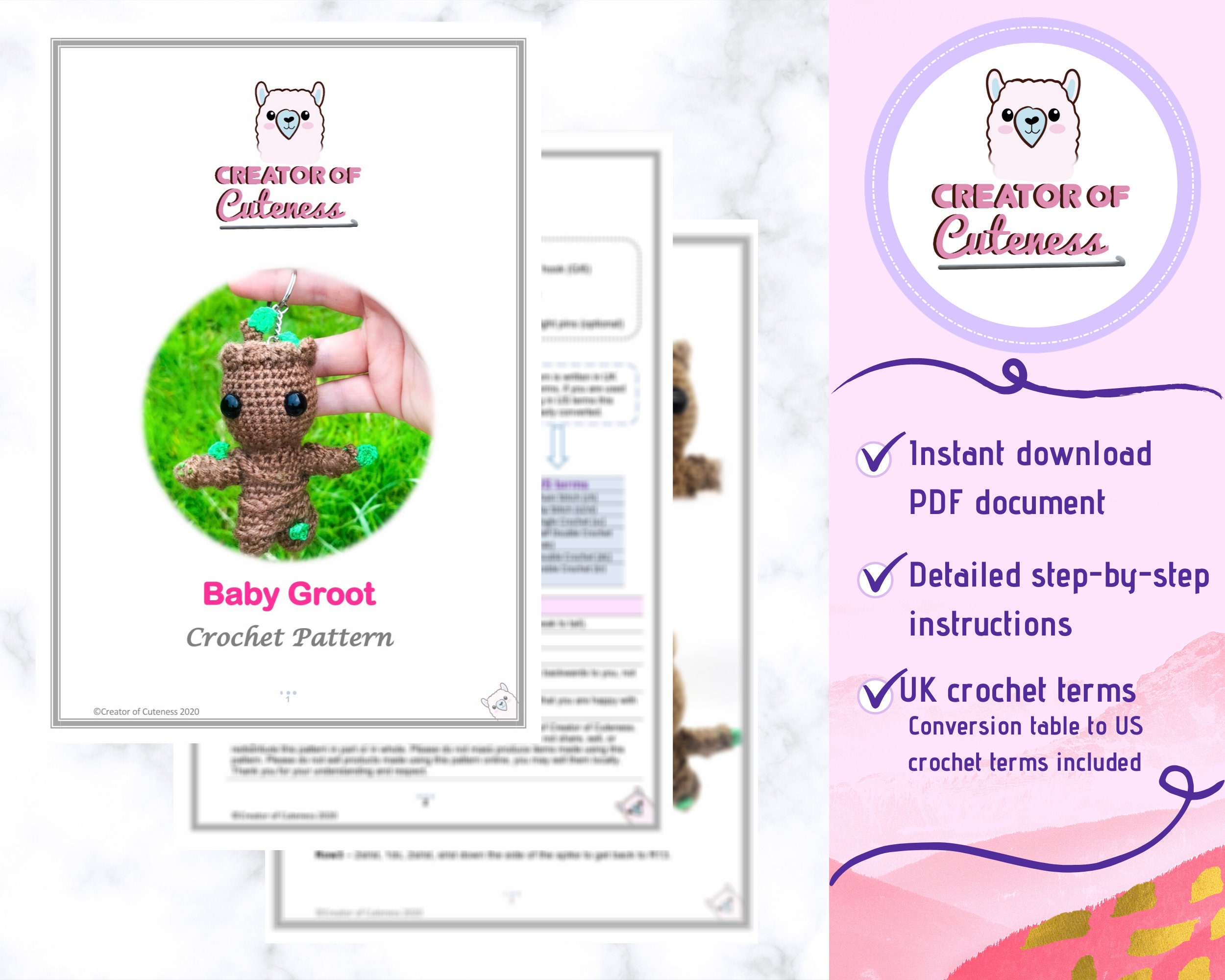 Crochet Groot Pattern: baby Groot Adorable Superhero - Etsy UK