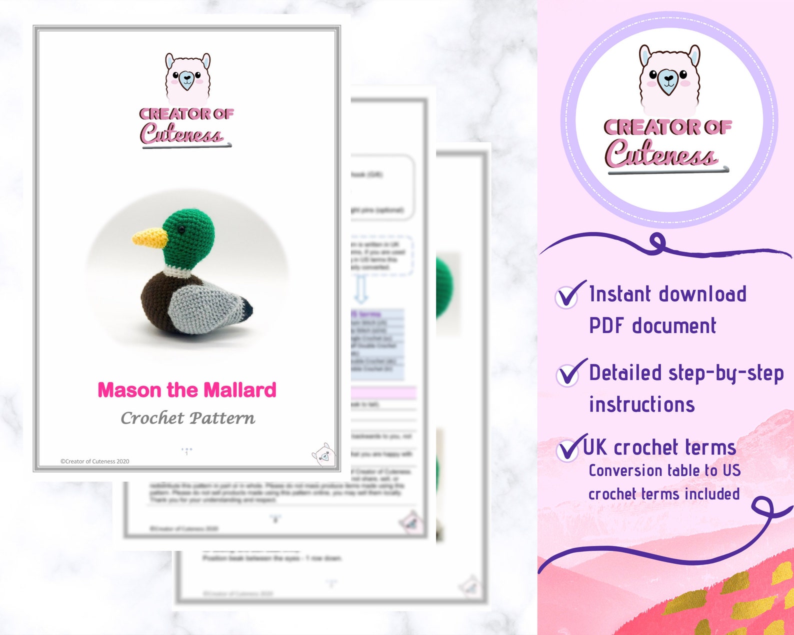 Crochet Mallard Pattern: *mason the Mallard* Adorable Duck Amigurumi ...