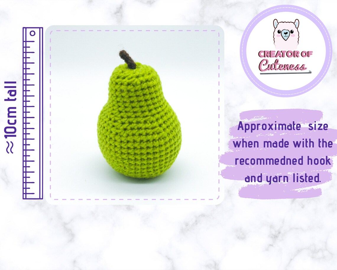 Crochet Pear Pattern: *perfect Pear* Realistic Fruit Amigurumi Pattern ...