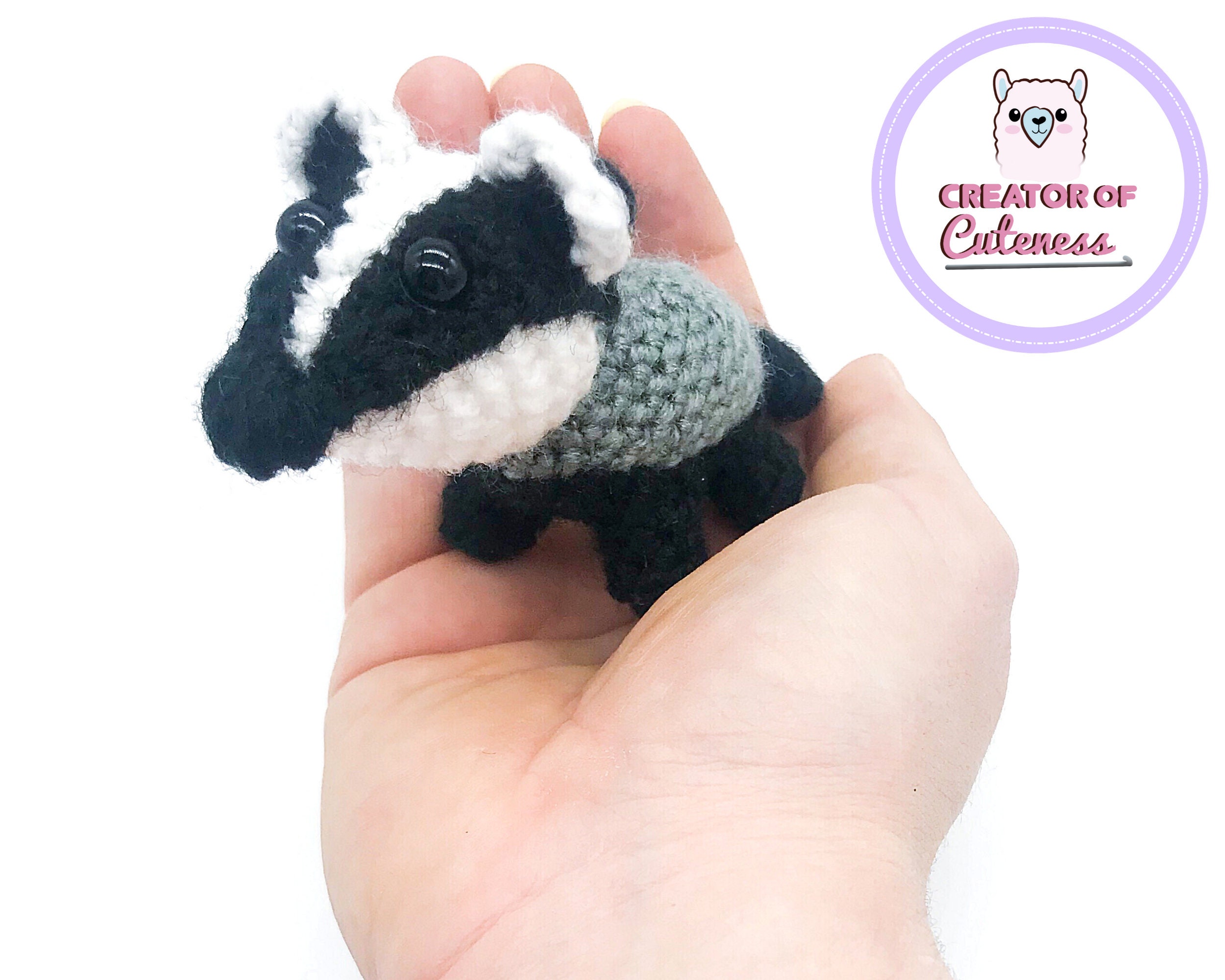 Crochet Badger Pattern: *bertie the Badger* Cute Woodland Animal ...