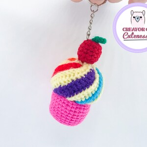 Crochet Cupcake Pattern: swirly Whirly Cupcake Keyring Cute Rainbow ...