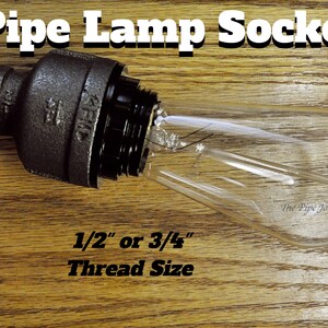 UL Fitting Industrial Pipe Lamp Socket With Shade Attachment 1/2 and 3/ ...