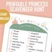 Printable Princess Scavenger Hunt for Kids, Princess Birthday Party ...
