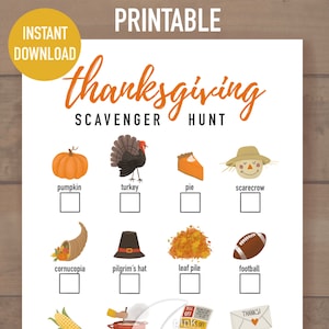 Thanksgiving Scavenger Hunt Printable for Kids, Social Distancing ...