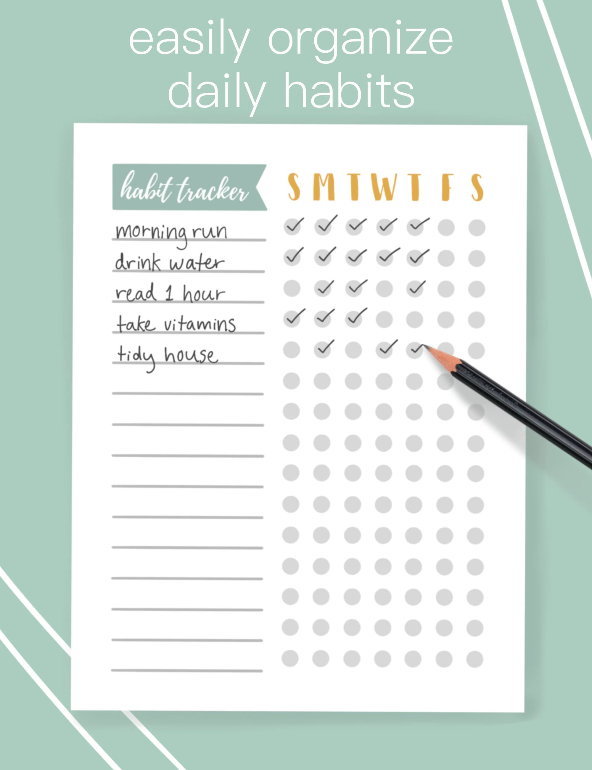 Printable Habit Tracker, Daily Habit Tracker Printable, Bullet Journal ...