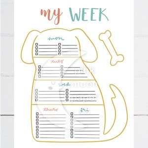 Printable Dog Weekly Schedule, Kids Puppy to Do List Daily Checklist ...