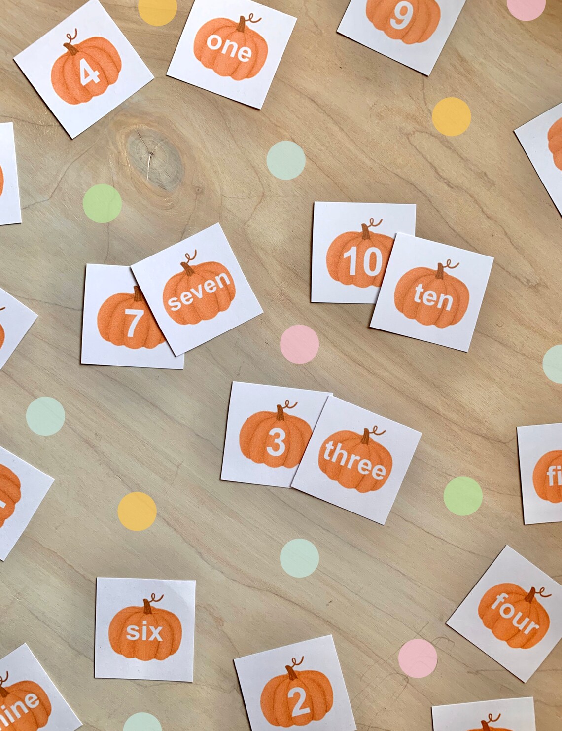 Pumpkin Number Matching Flashcards, Fall Numbers Worksheet, Counting ...