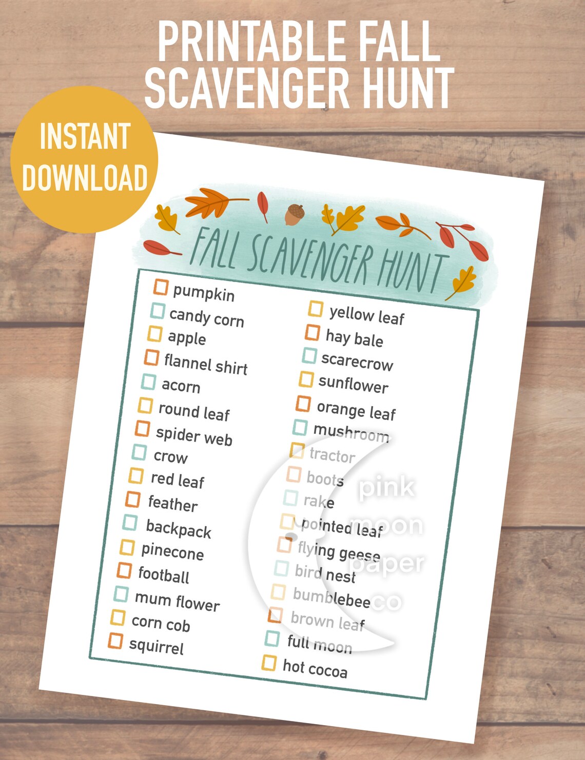 Printable Fall Scavenger Hunt for Kids, Autumn Party Game, at Home ...