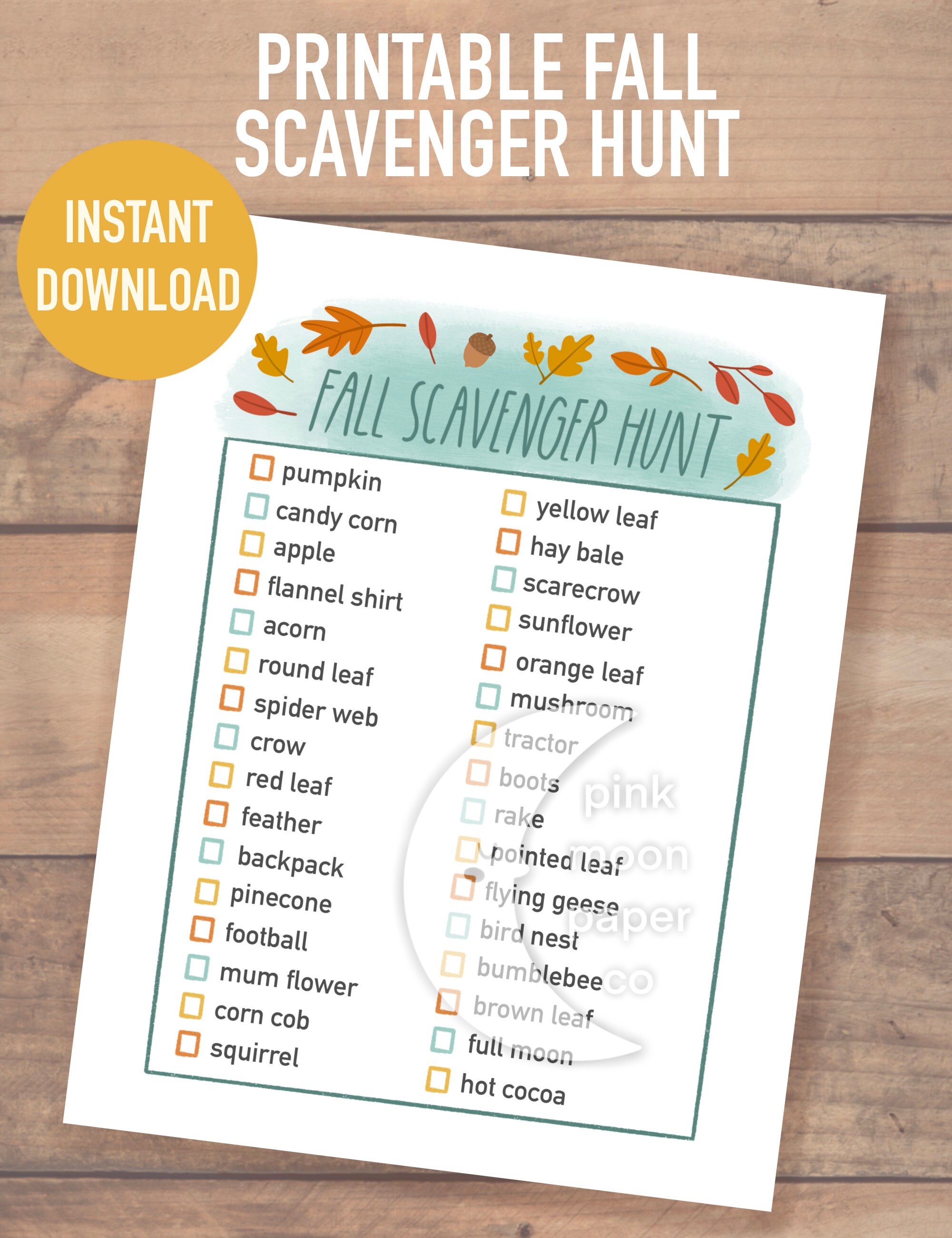 Printable Fall Scavenger Hunt for Kids, Autumn Party Game, at Home ...