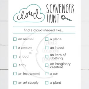 Printable Cloud Watching Scavenger Hunt for Kids, Nature Game, Outdoor ...