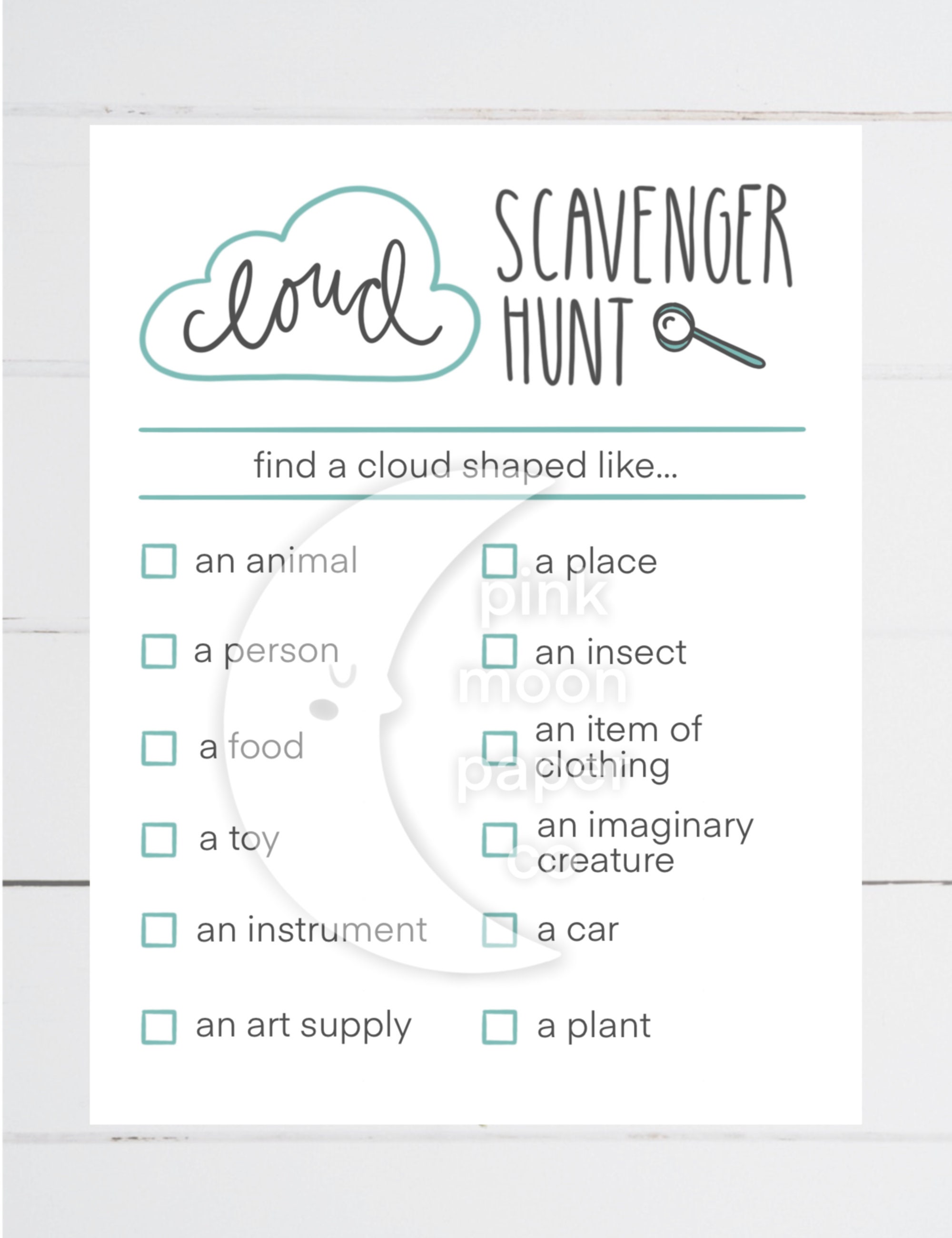 Printable Cloud Watching Scavenger Hunt for Kids, Nature Game, Outdoor ...