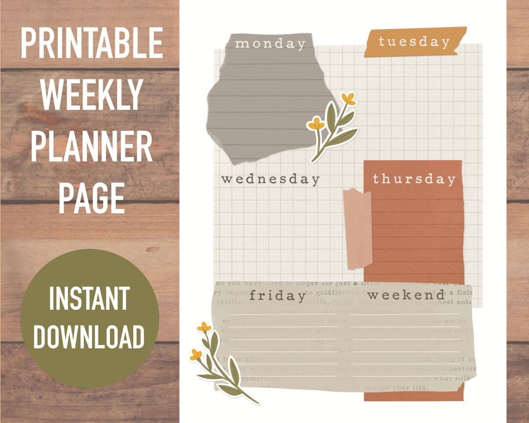 Printable Collage Weekly Schedule, Boho to Do List, Aesthetic Daily ...