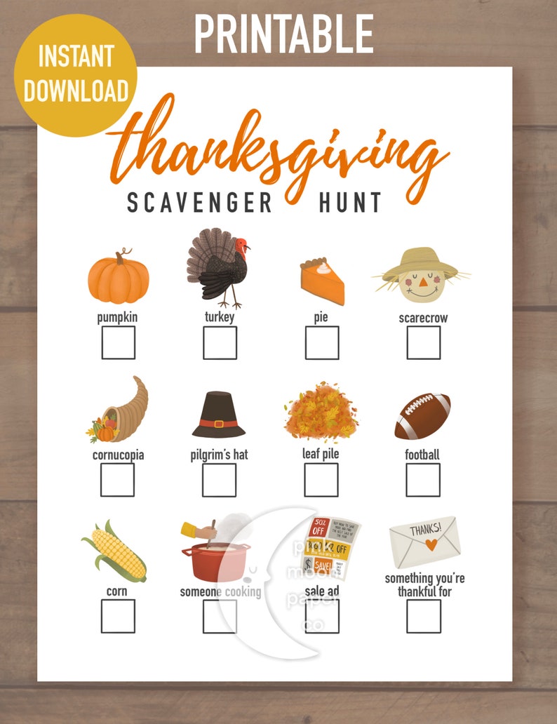 Thanksgiving Scavenger Hunt Printable for Kids, Social Distancing ...