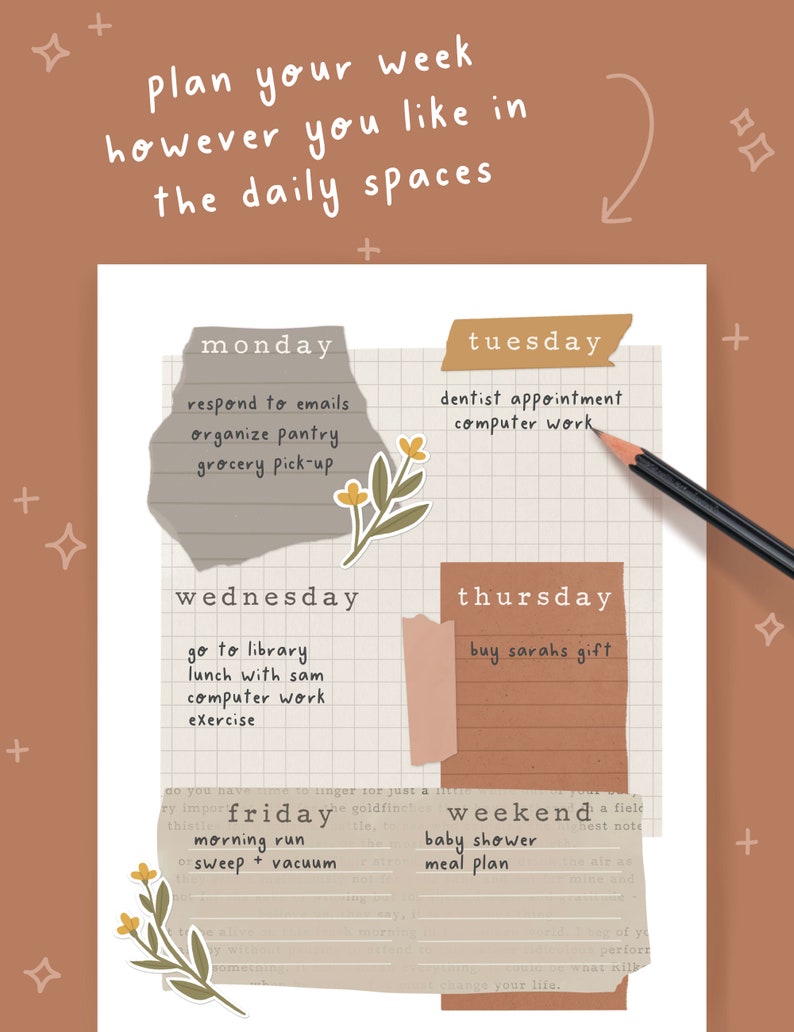 Printable Collage Weekly Schedule, Boho to Do List, Aesthetic Daily ...