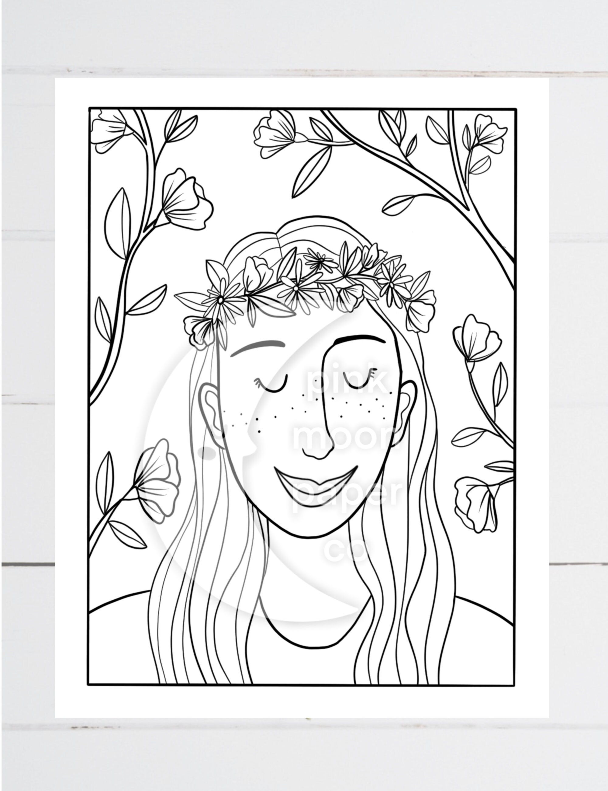 Flower Crown Printable Coloring Page, Kids Coloring Fun, Party Favors ...