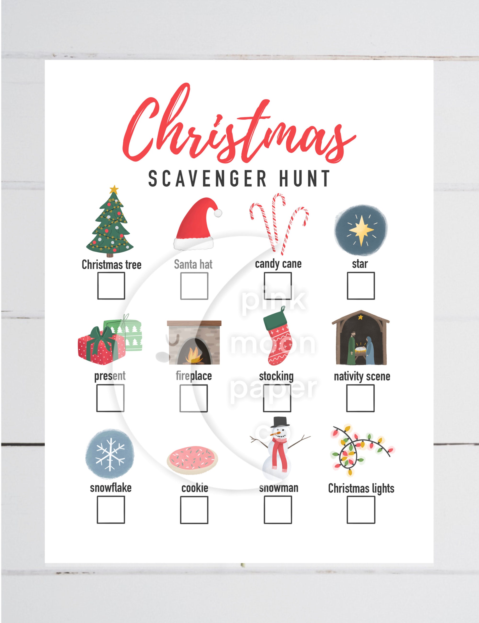 Christmas Scavenger Hunt Printable, Kids Treasure Hunt, Christmas Party ...