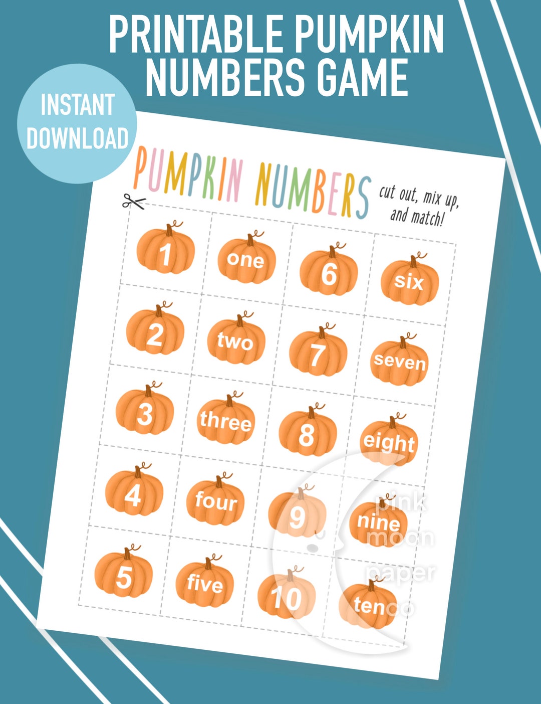 Pumpkin Number Matching Flashcards, Fall Numbers Worksheet, Counting ...