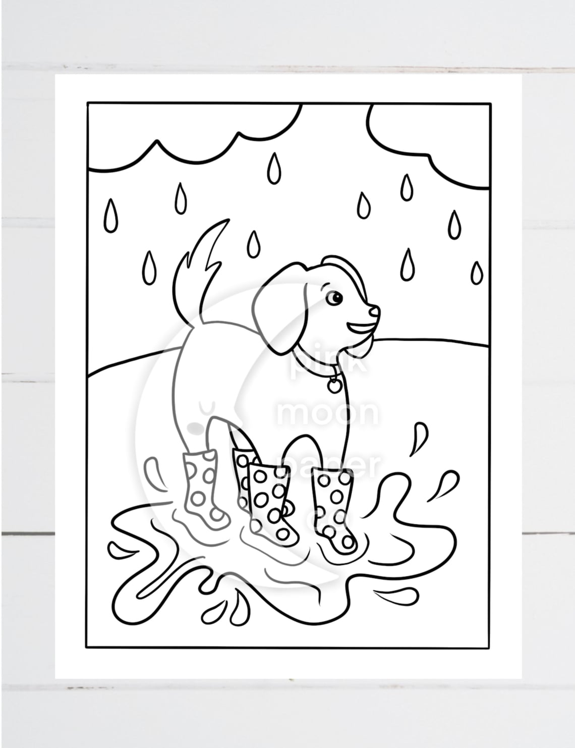 Rainy Day Dog Printable Coloring Page, Kids Coloring Fun, Puppy Party ...