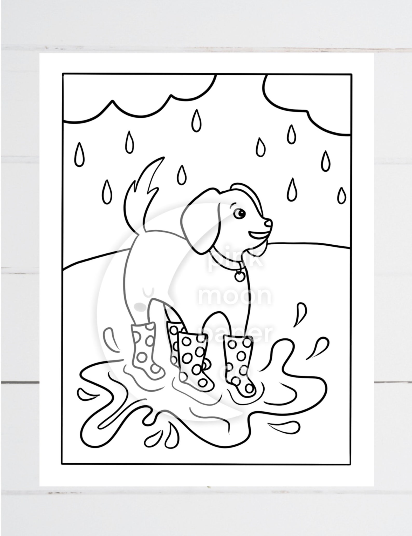 Rainy Day Dog Printable Coloring Page, Kids Coloring Fun, Puppy Party ...