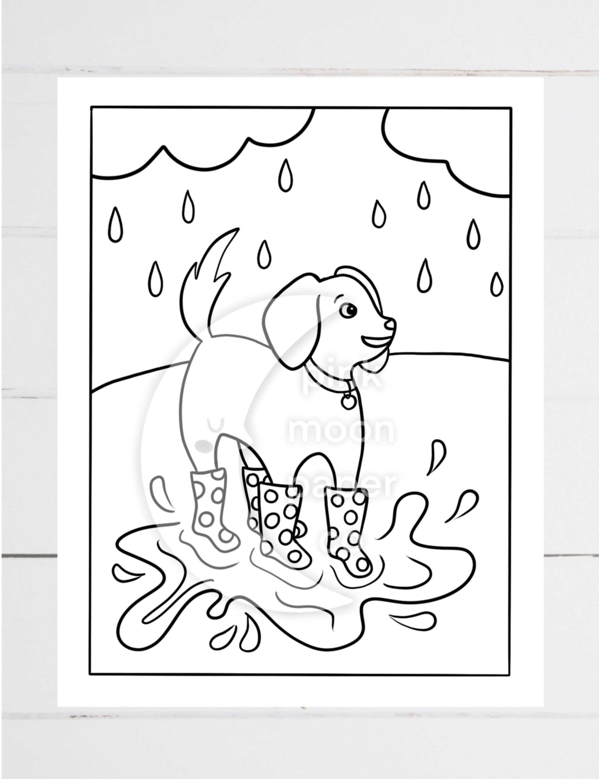 Rainy Day Dog Printable Coloring Page, Kids Coloring Fun, Puppy Party ...