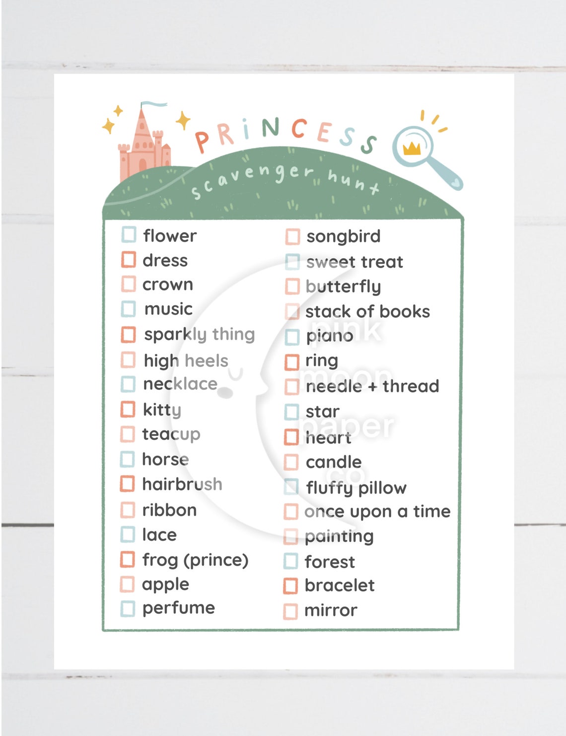 Printable Princess Scavenger Hunt for Kids, Princess Birthday Party ...