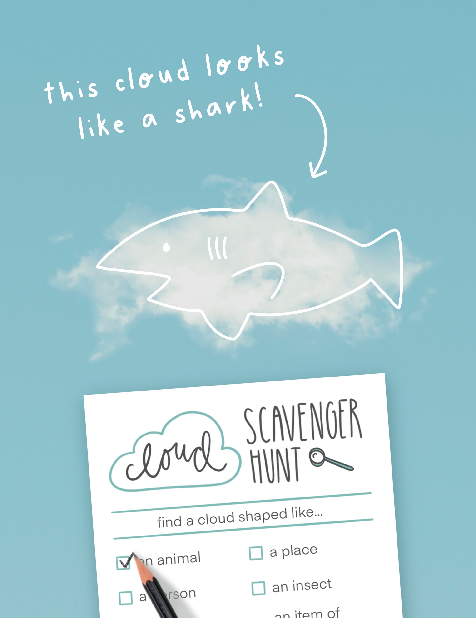 Printable Cloud Watching Scavenger Hunt for Kids, Nature Game, Outdoor ...