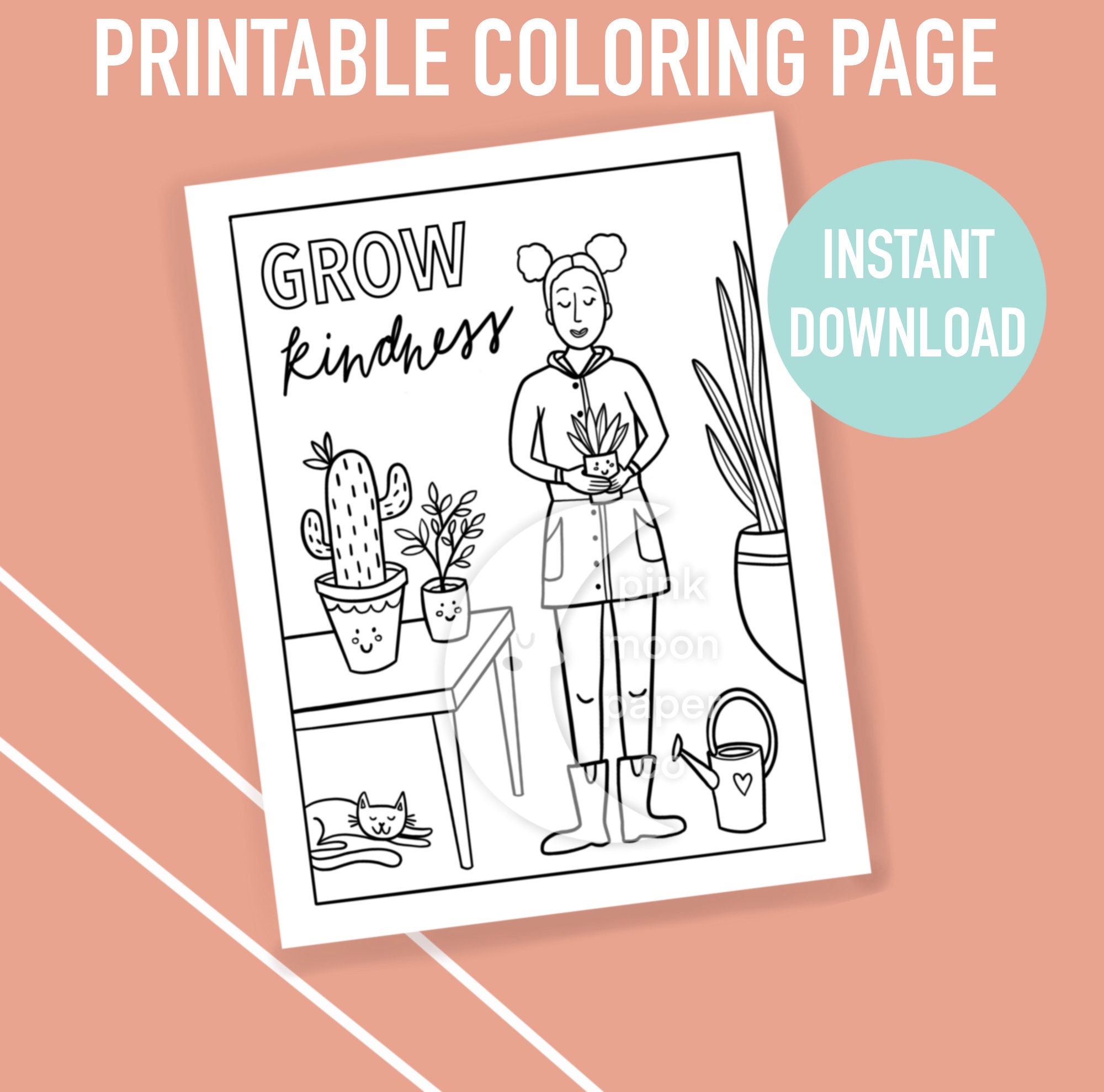 Grow Kindness Printable Coloring Page, Kids Coloring Fun, Party Favors ...