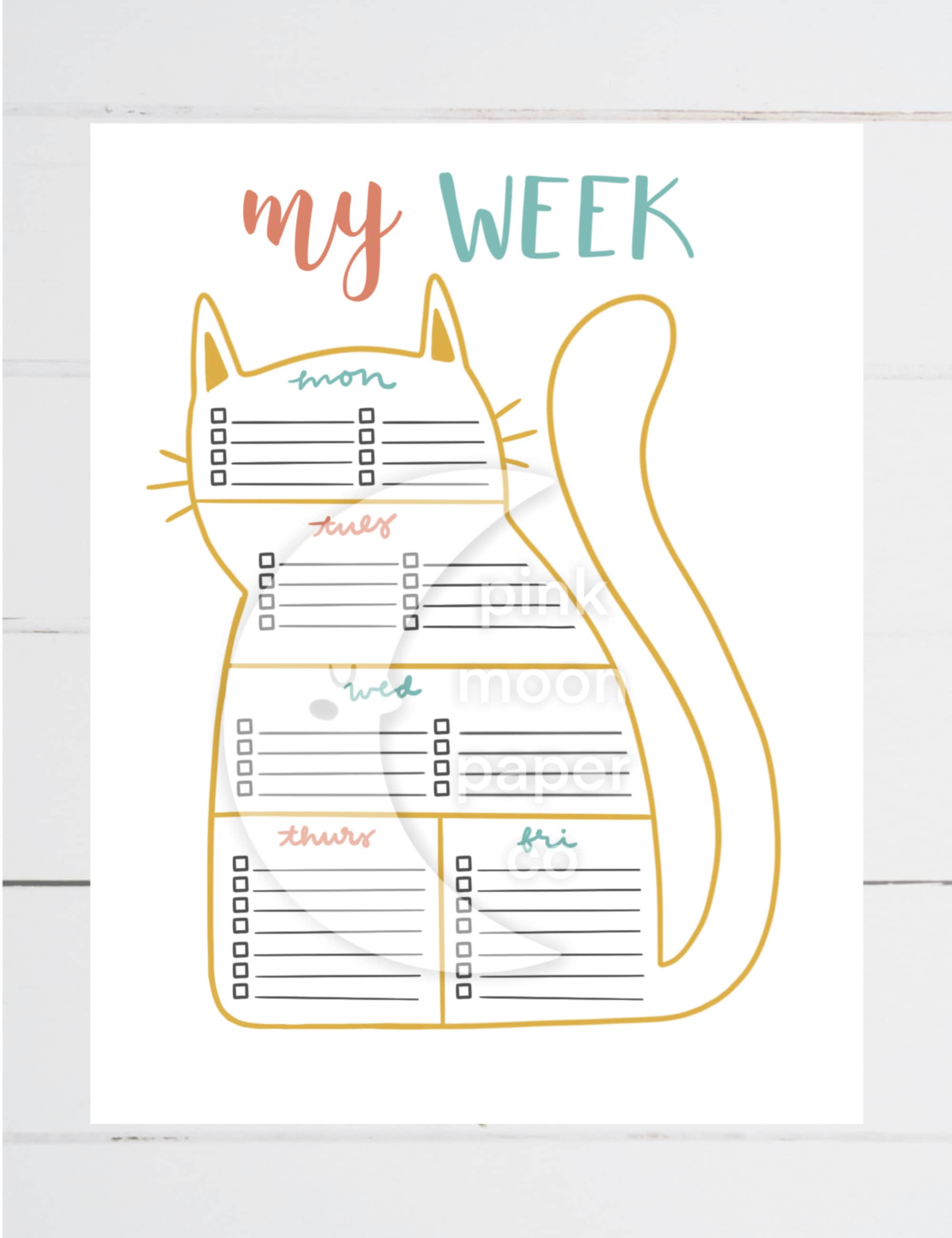 Printable Cat Weekly Schedule, Kids to Do List, Daily Checklist Chore ...