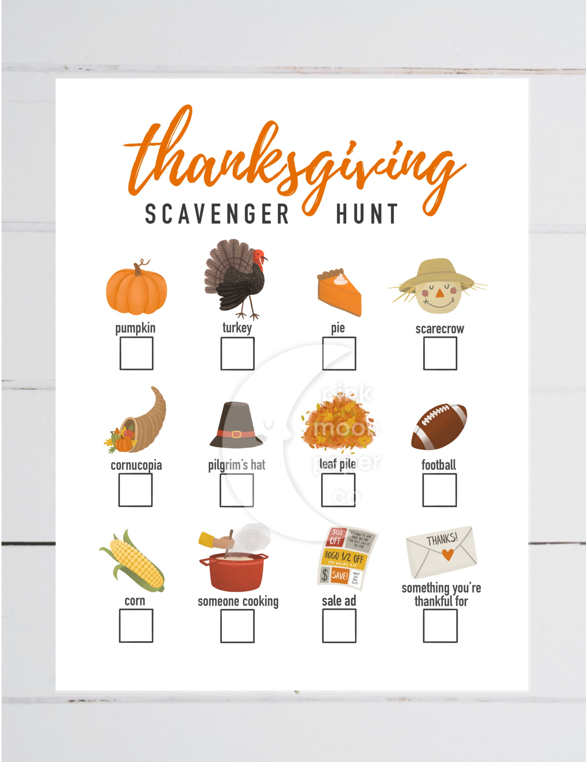 Thanksgiving Scavenger Hunt Printable for Kids, Social Distancing ...