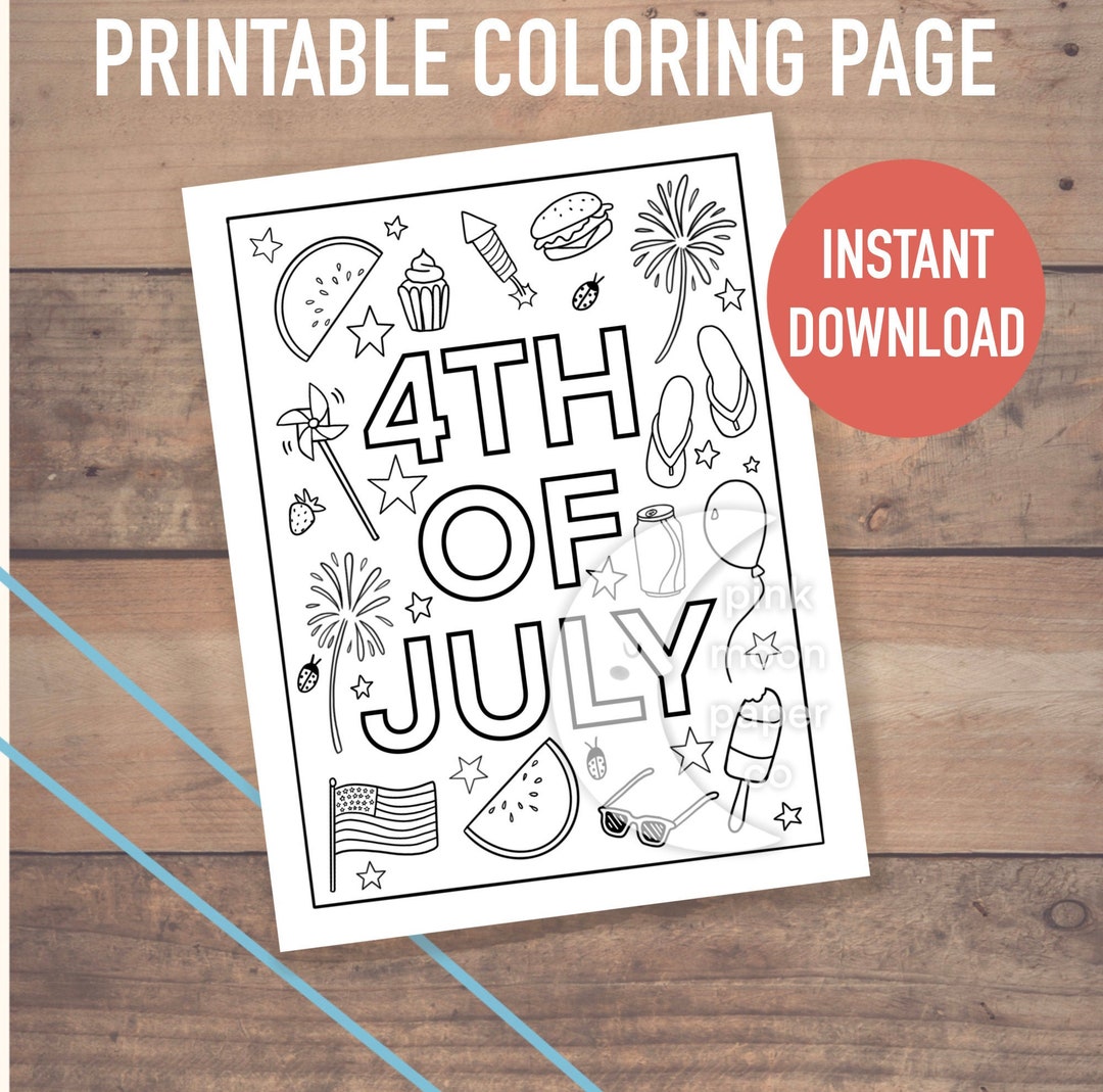 4th of July Printable Coloring Page, Kids Fun, Independence Day, Summer ...