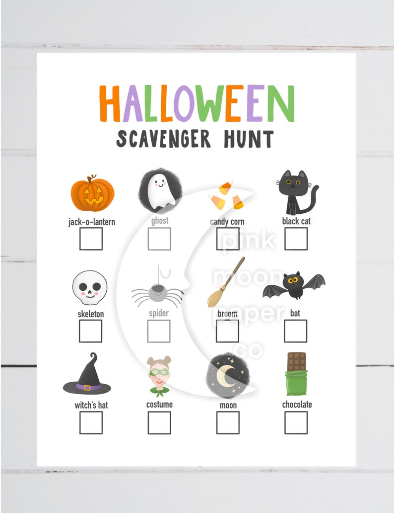 Printable Halloween Scavenger Hunt, Kids Treasure Hunt, Autumn Party ...