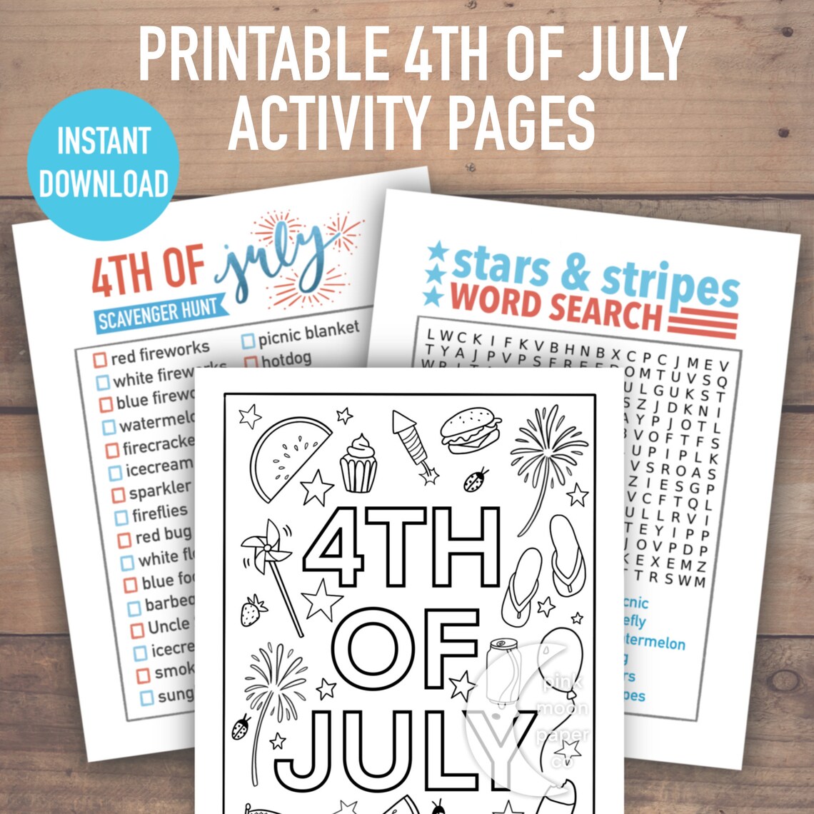 4th of July Activity Pages 3 Pack Printable Scavenger Hunt - Etsy