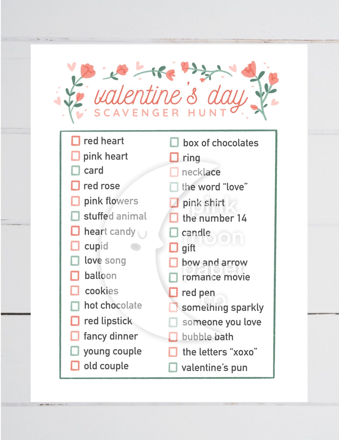 Printable Valentine’s Day Scavenger Hunt, Kids Treasure Hunt, Valentine ...
