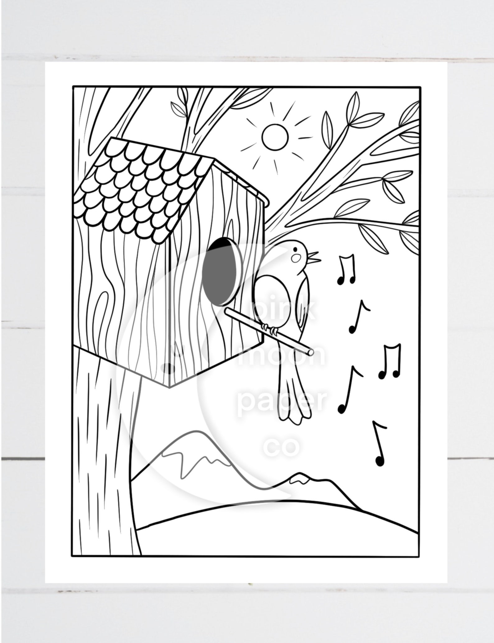 Birdhouse Printable Coloring Page, Kids Spring Coloring, Party Favors ...