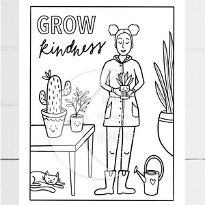 Grow Kindness Printable Coloring Page, Kids Coloring Fun, Party Favors ...
