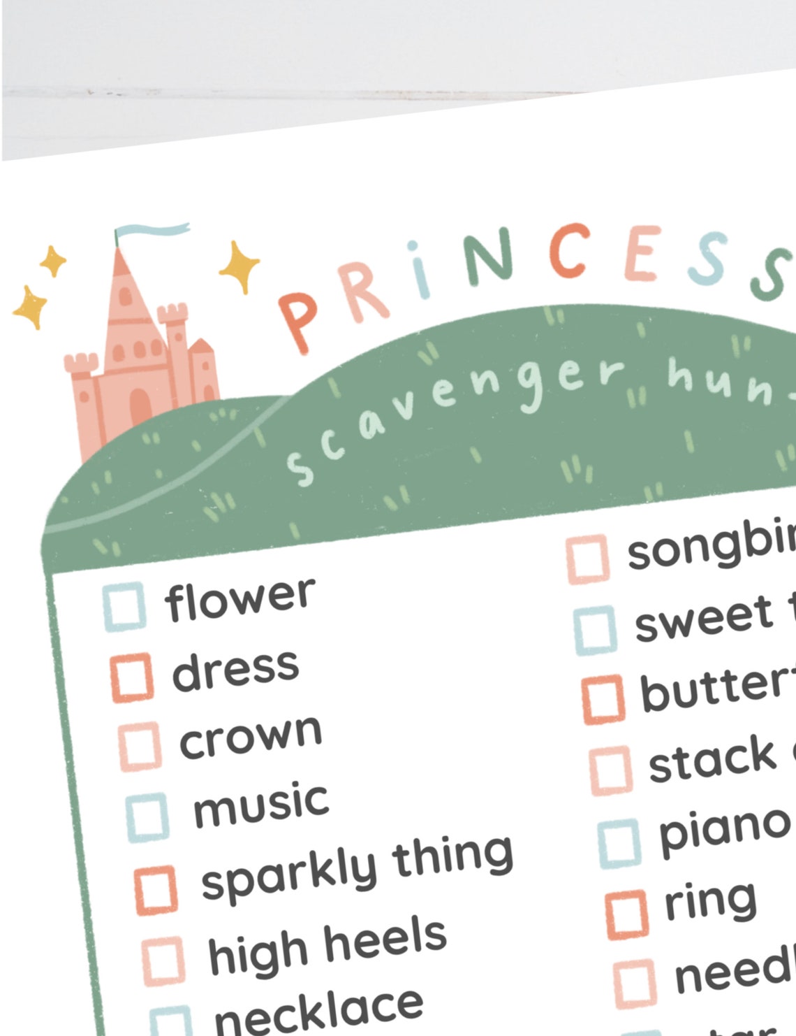 Printable Princess Scavenger Hunt for Kids, Princess Birthday Party ...