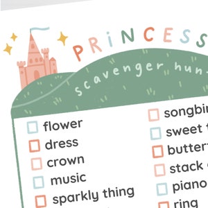 Printable Princess Scavenger Hunt for Kids, Princess Birthday Party ...