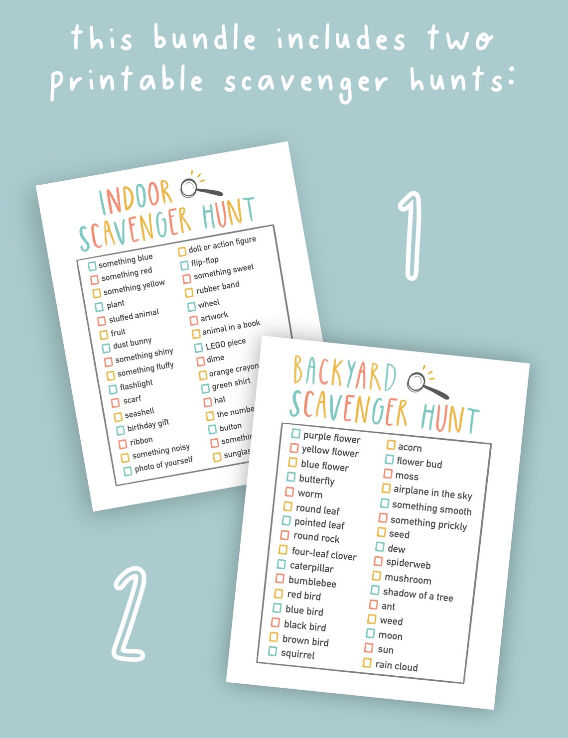 Printable Scavenger Hunt Bundle for Kids, Indoor and Backyard Fun, Easy ...