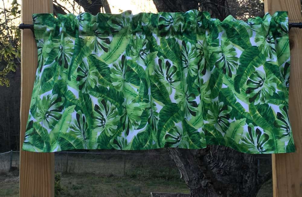 Palm Leaf Valance Tropical Island Banana Green Leaf Leaves on - Etsy