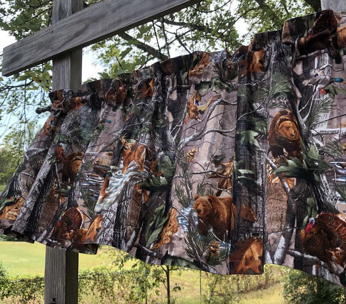 Woodland Animal Valance Cabin Bear Wildlife Deer Valance Forest Animals ...