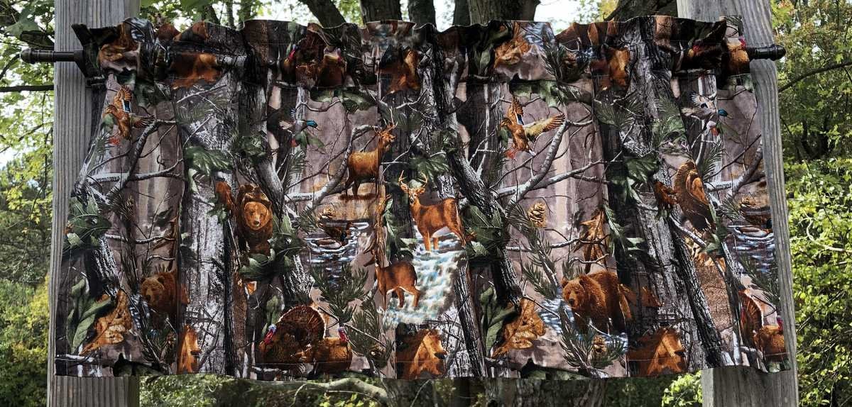 Woodland Animal Valance Cabin Bear Wildlife Deer Valance Forest Animals ...