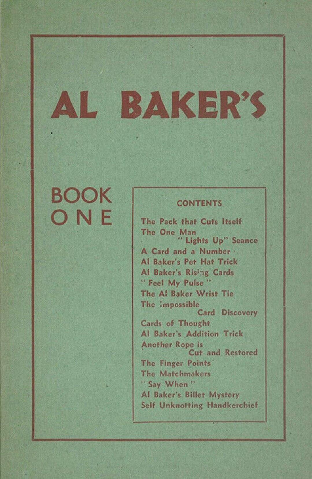 AL BAKER’S BOOK One (1930s) / Vintage Magic Instructions Sheets - Etsy