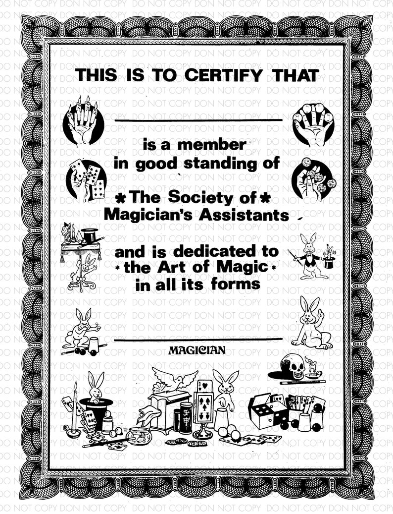 MAGICIAN’S ASSISTANT CERTIFICATE Vintage Magic Novelty - Etsy