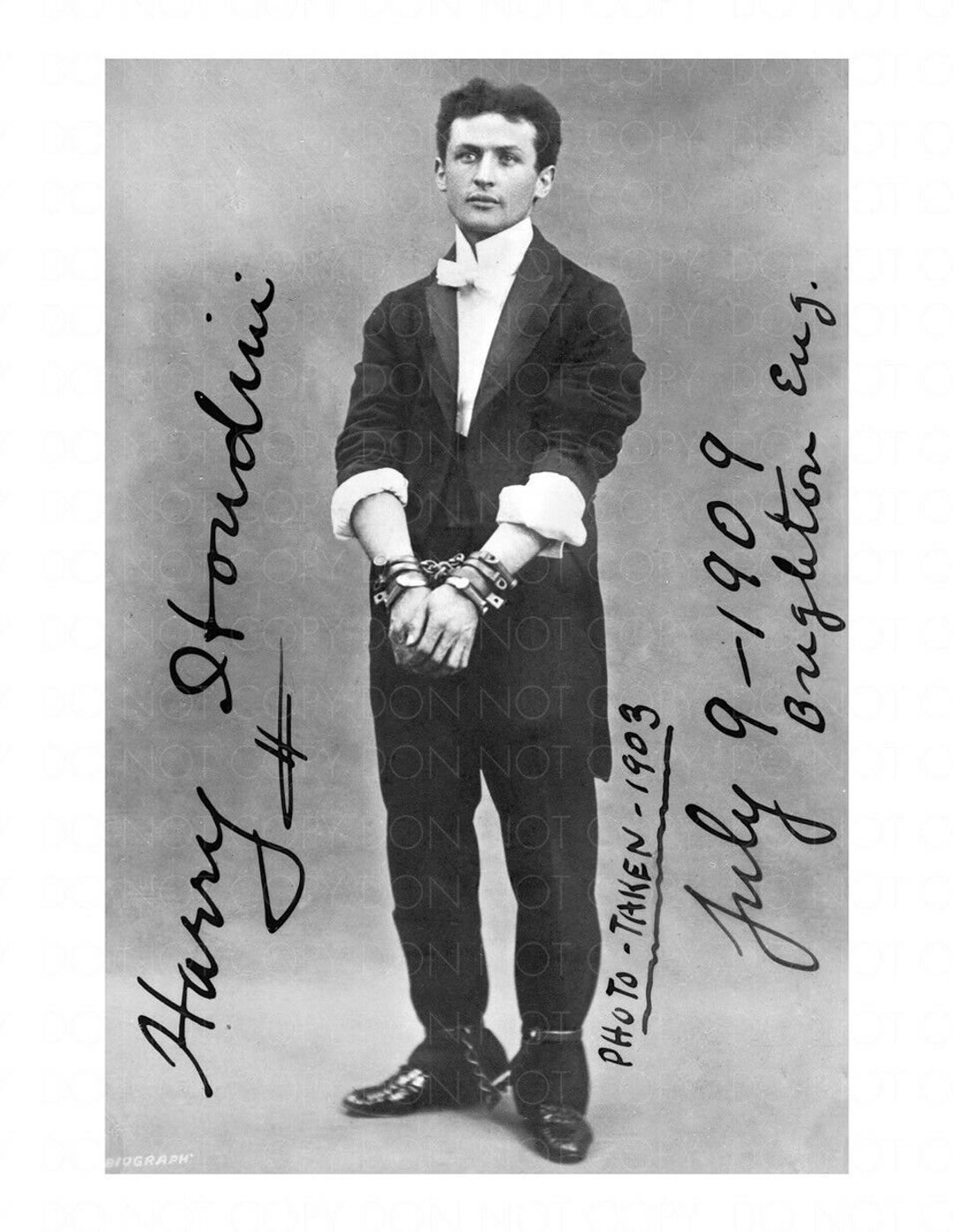 FORMAL PHOTO of HOUDINI in Chains and Shackles / Archival Magician ...
