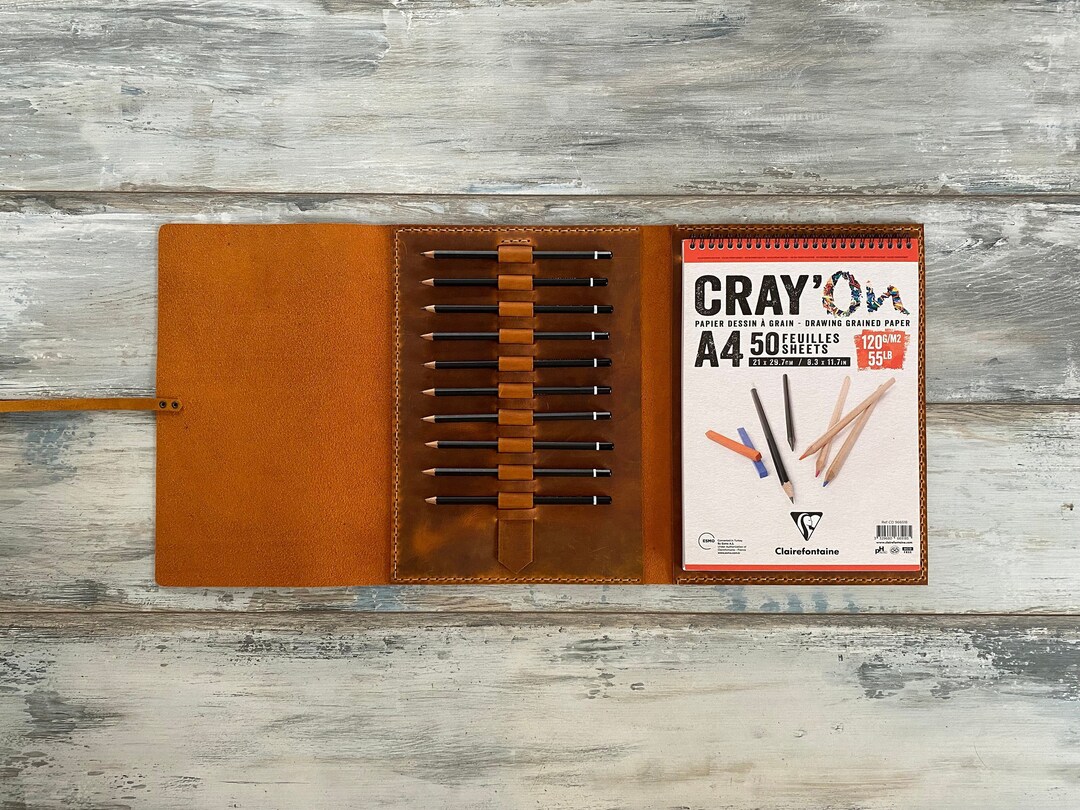 Rustic Leather A4 Sketchbook Cover Leather Drawing Book Cover Leather ...