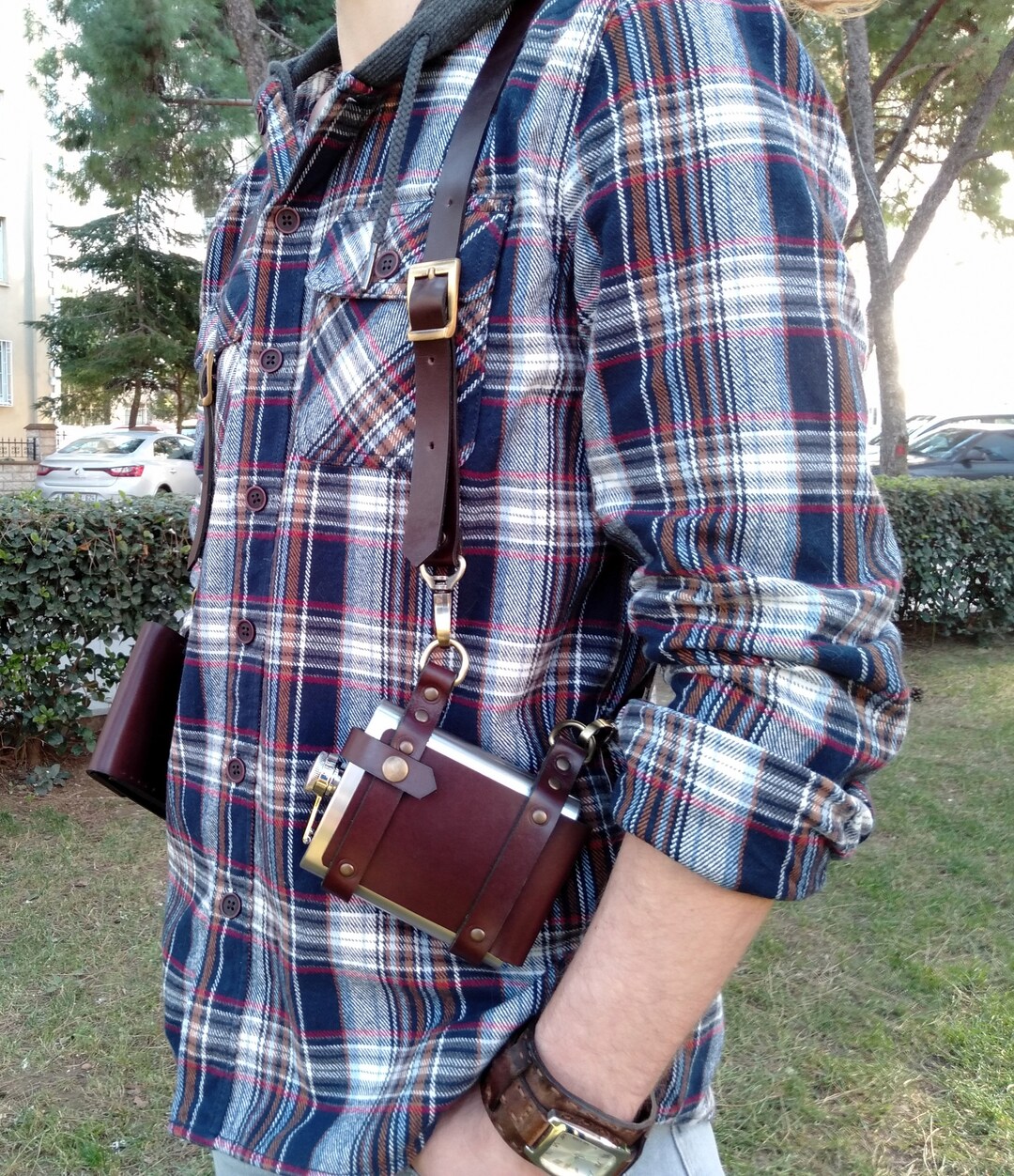 Leather Flask Holster Leather Holster Bag 7 Oz Hip Flask Holder Leather ...