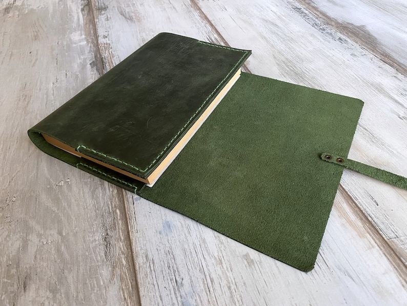 Green Leather Book Cover Leather Journal Case Journal Cover - Etsy