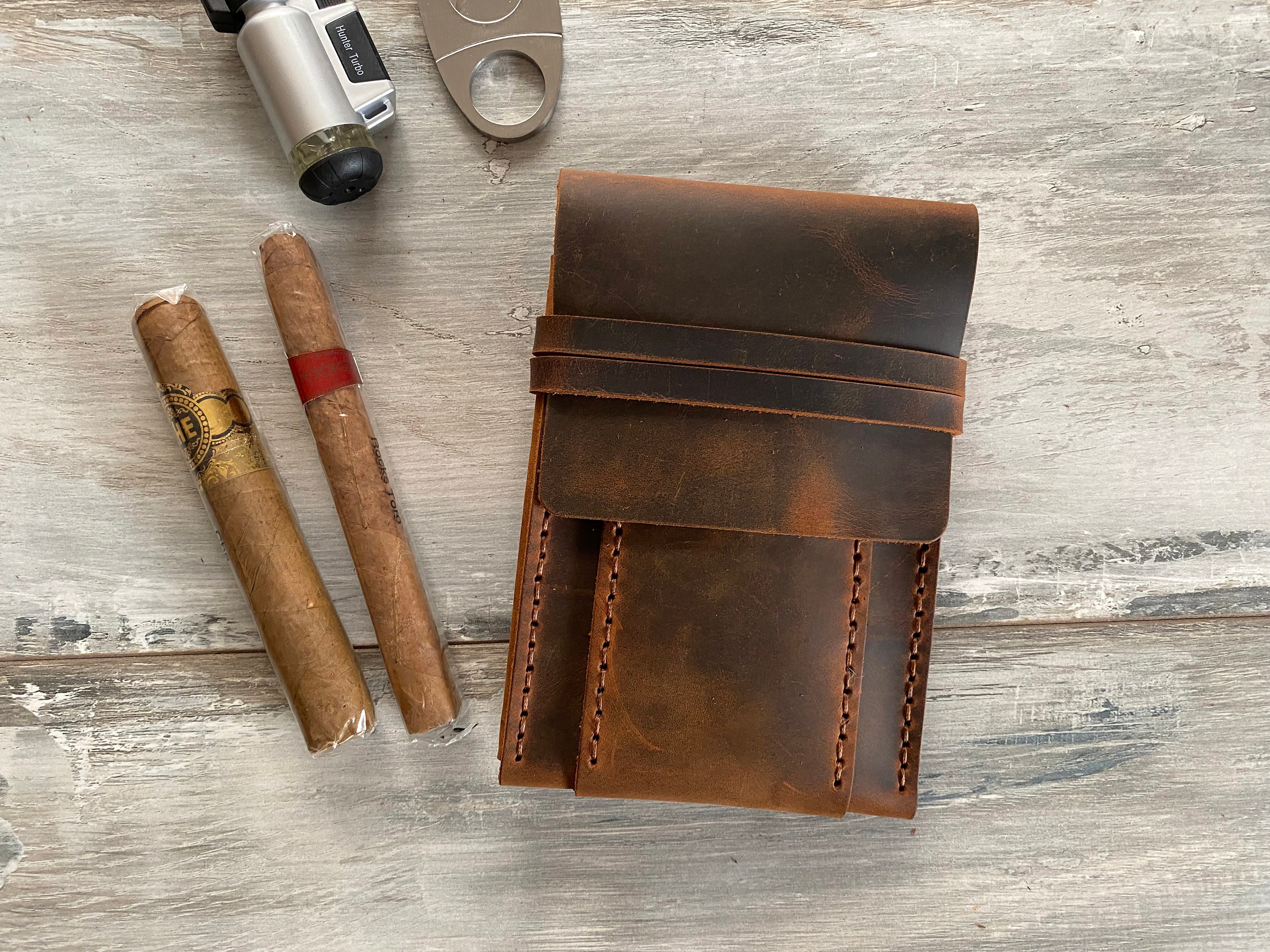 Brown Leather Cigar Case Leather Cigar Box Rustic Leather - Etsy