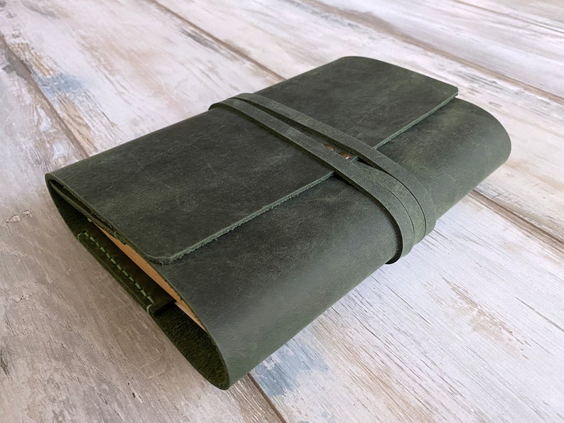 Green Leather Book Cover Leather Journal Case Journal Cover - Etsy
