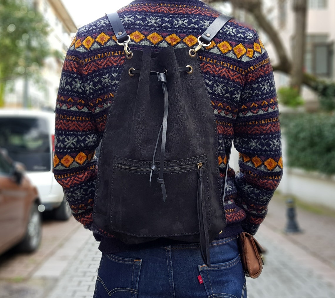 Nubuck Leather Backpack Leather Bag Handmade Backpack Coach | Etsy